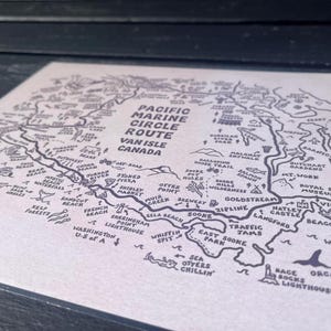 Pacific Marine Circle Route Map – Hand Drawn PNW Art Print (8x10'') - Etsy