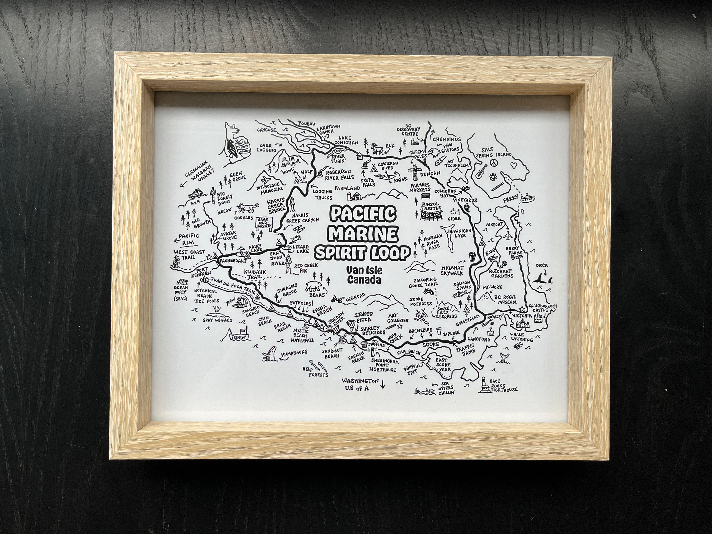 The Pacific Marine Circle Route Map Art Doodle/original Illustration ...