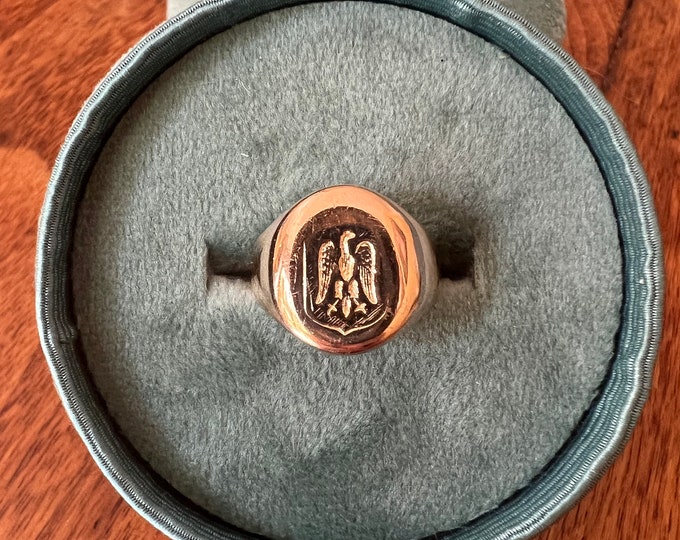 Antique 18k Gold Eagle Signet Ring - Etsy
