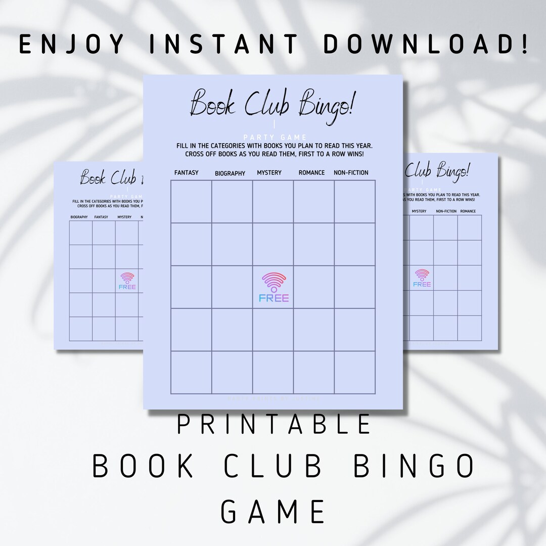 Book Club Bingo Game Printable Print and Play Today With - Etsy
