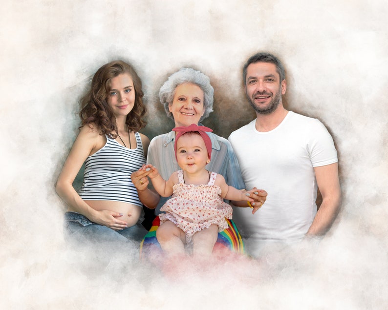 Custom Family Portrait Add Person to Photo Loss of Loved One - Etsy