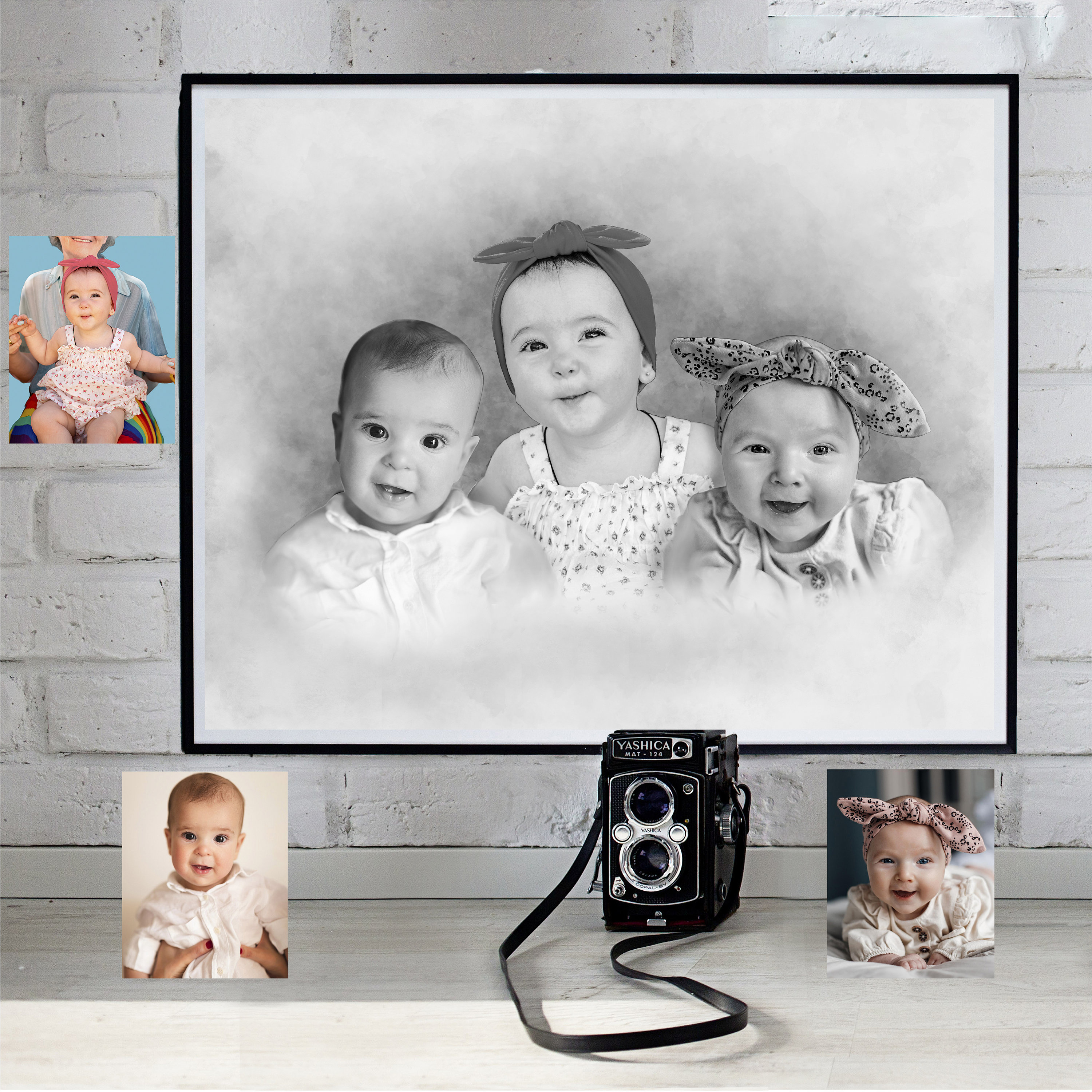 Custom Family Portrait Add Person to Photo Loss of Loved One, Add ...