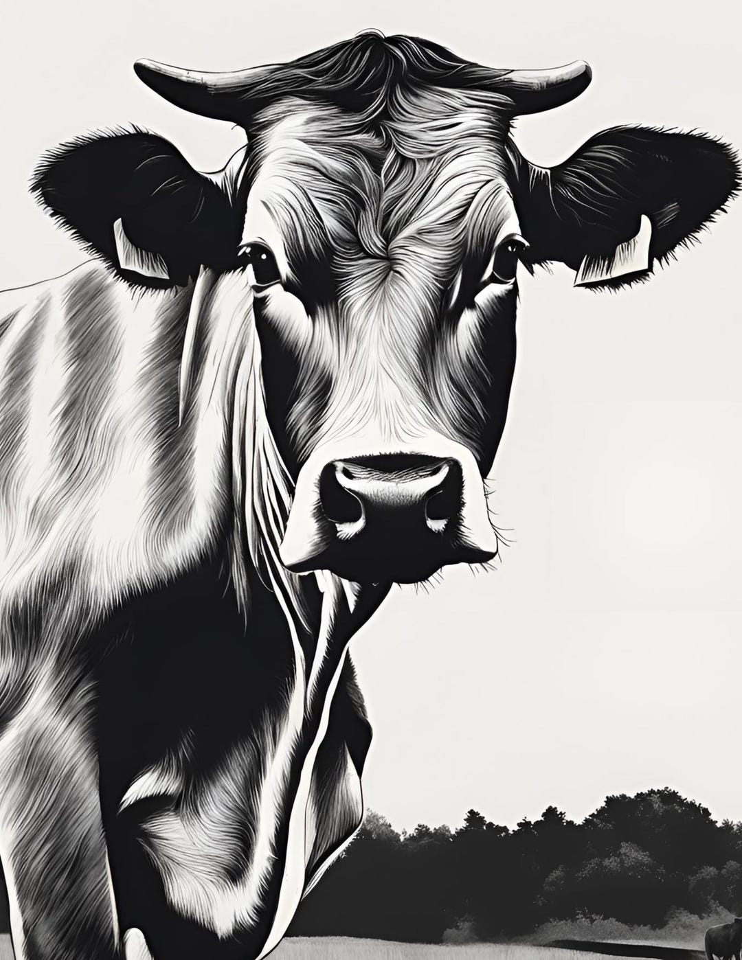 Cow Print Black and White Southern Traditional Digital Art Prints - Etsy