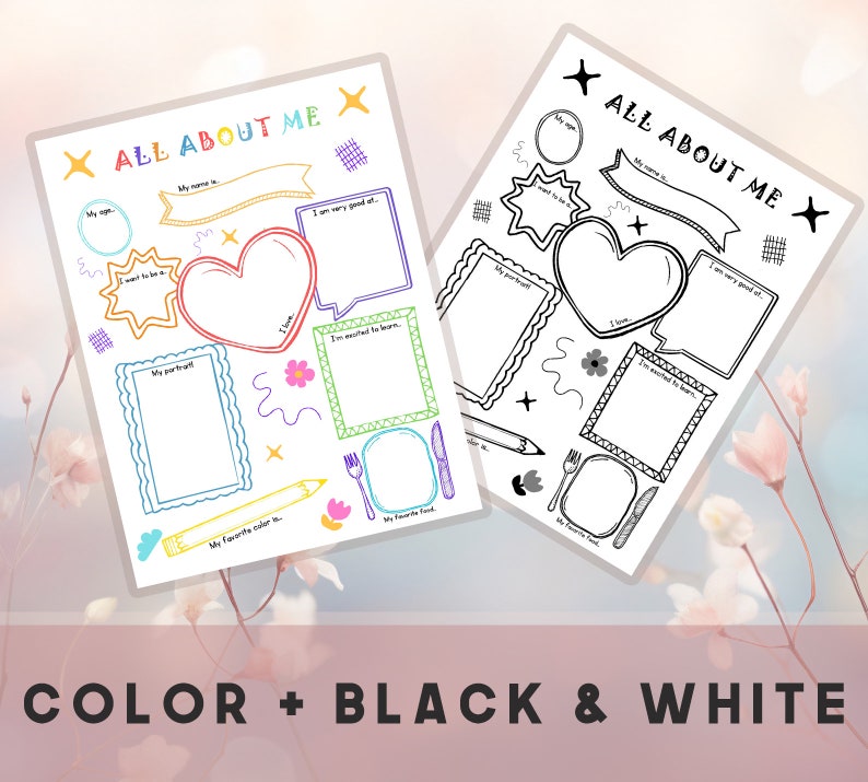 All About Me Digital Download | First Day of School Coloring Page ...