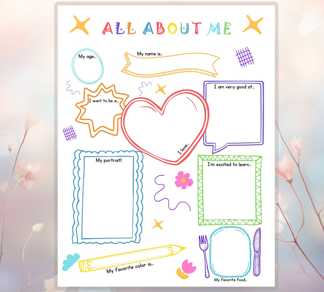 All About Me Digital Download | First Day of School Coloring Page ...