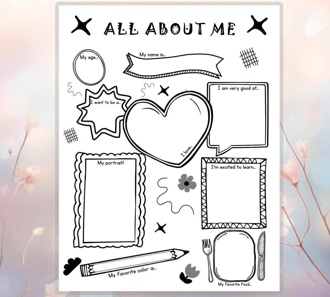 All About Me Digital Download | First Day of School Coloring Page ...