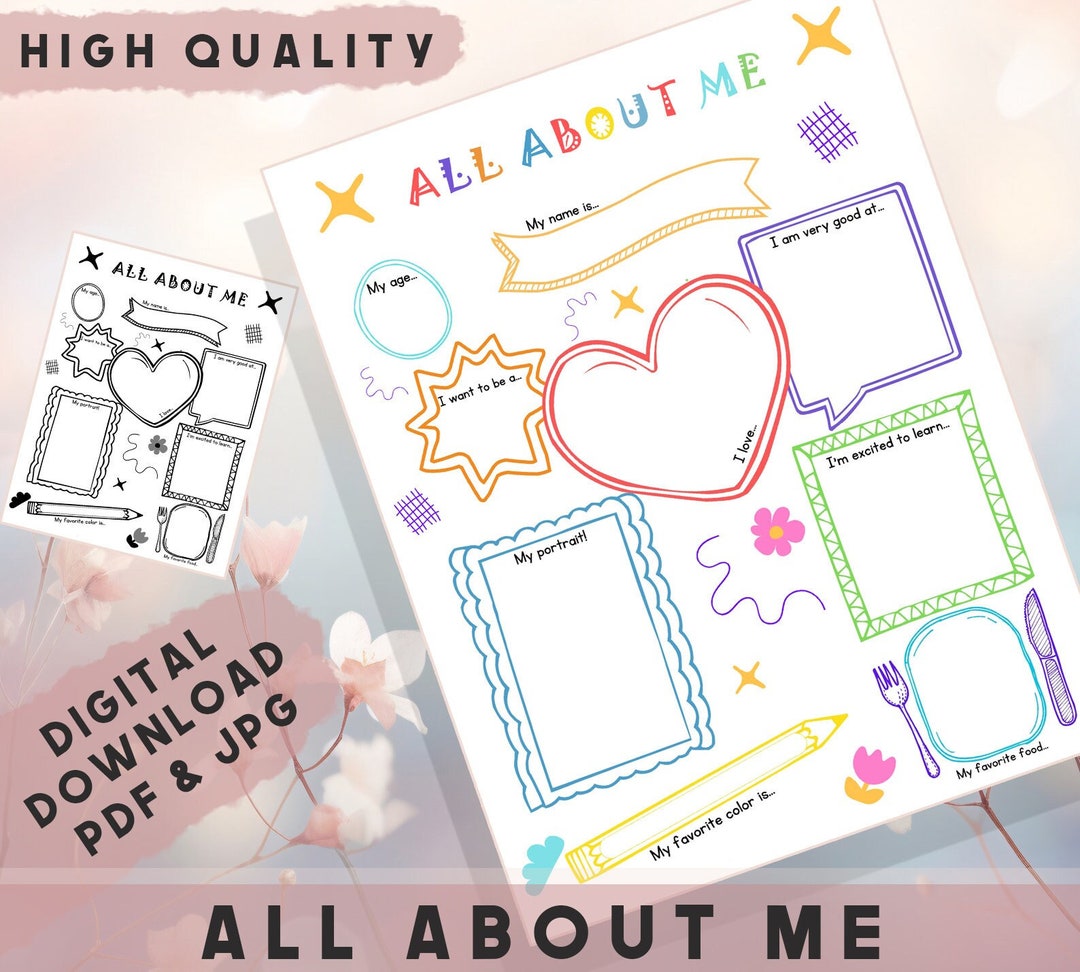 All About Me Digital Download | First Day of School Coloring Page ...