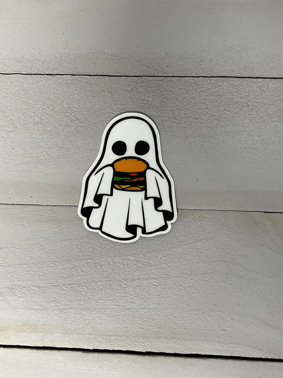 Cheeseburger Ghost Vinyl Sticker, Waterproof Decal - Etsy