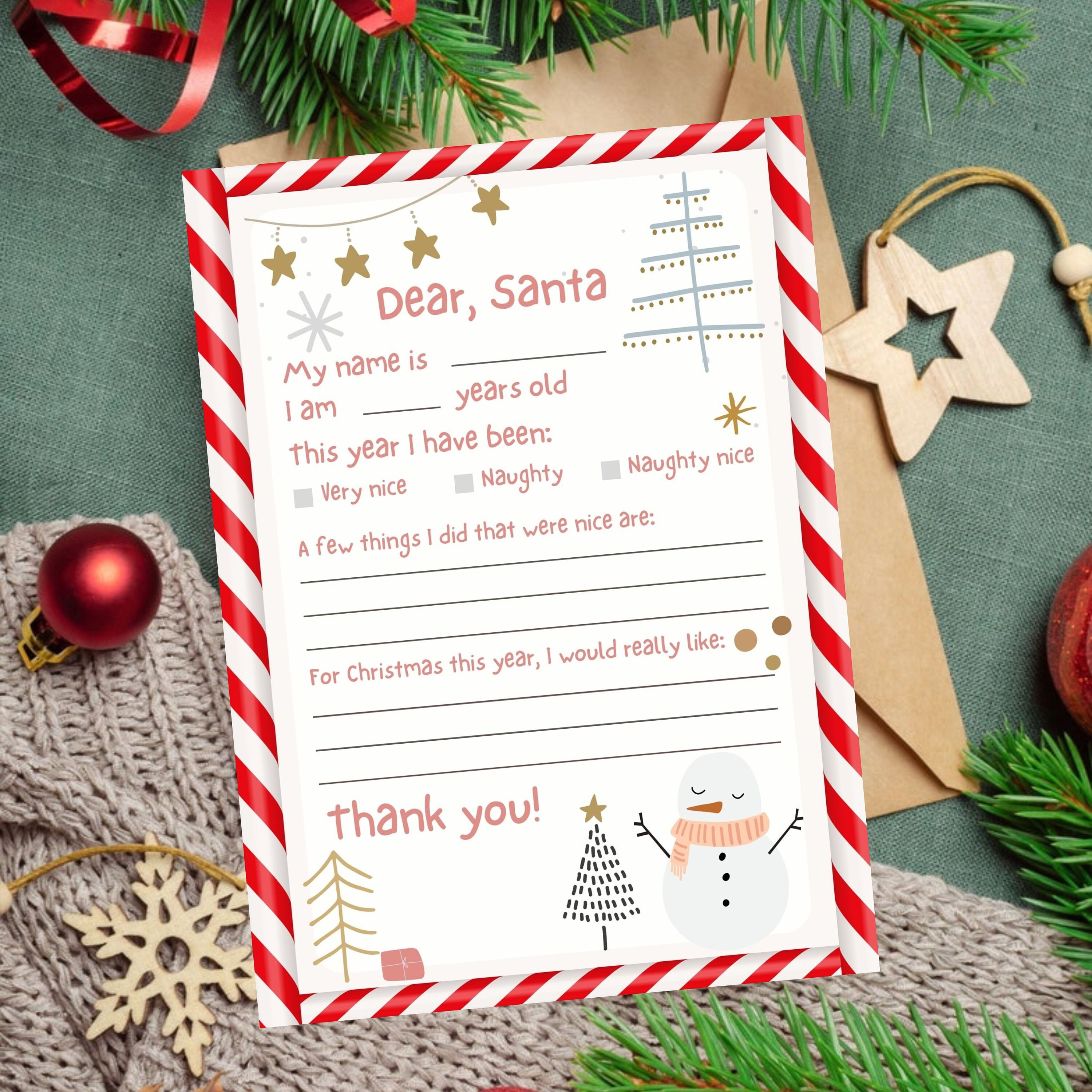Letter to Santa, Santa Letter, PDF Printable Letter to Santa Clause ...