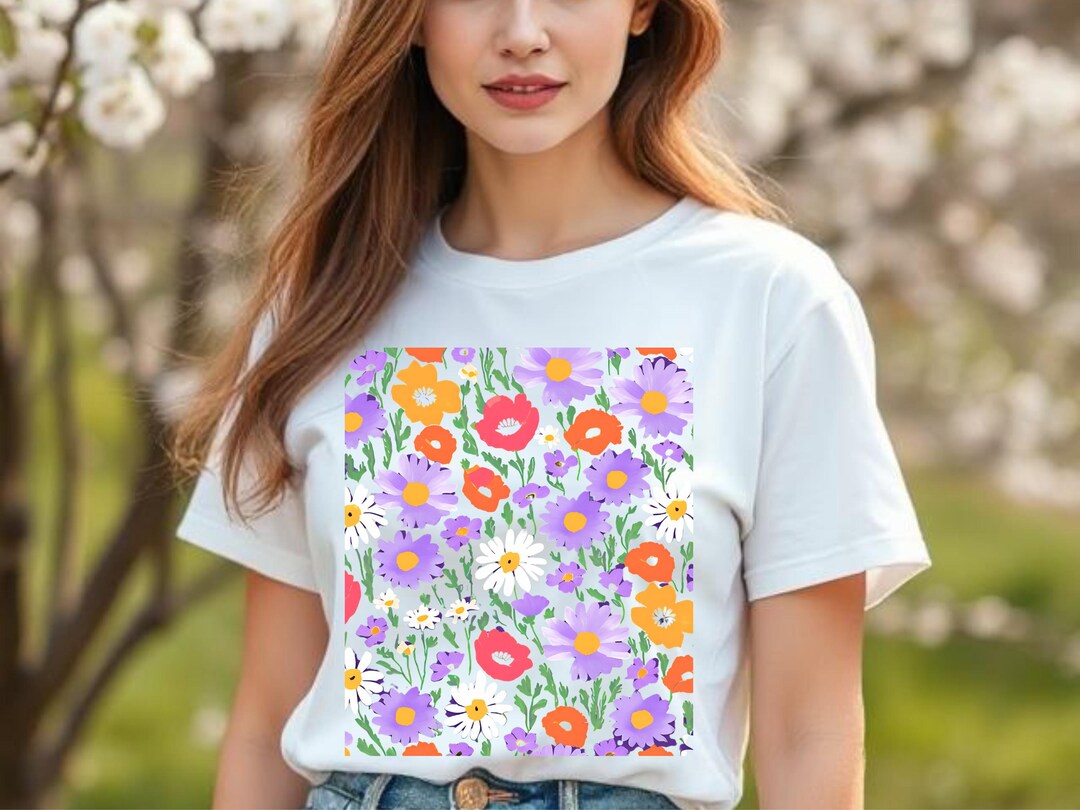 Spring Floral Tshirt, Floral Pattern Shirt, Mothers Day Gift, Birthday ...