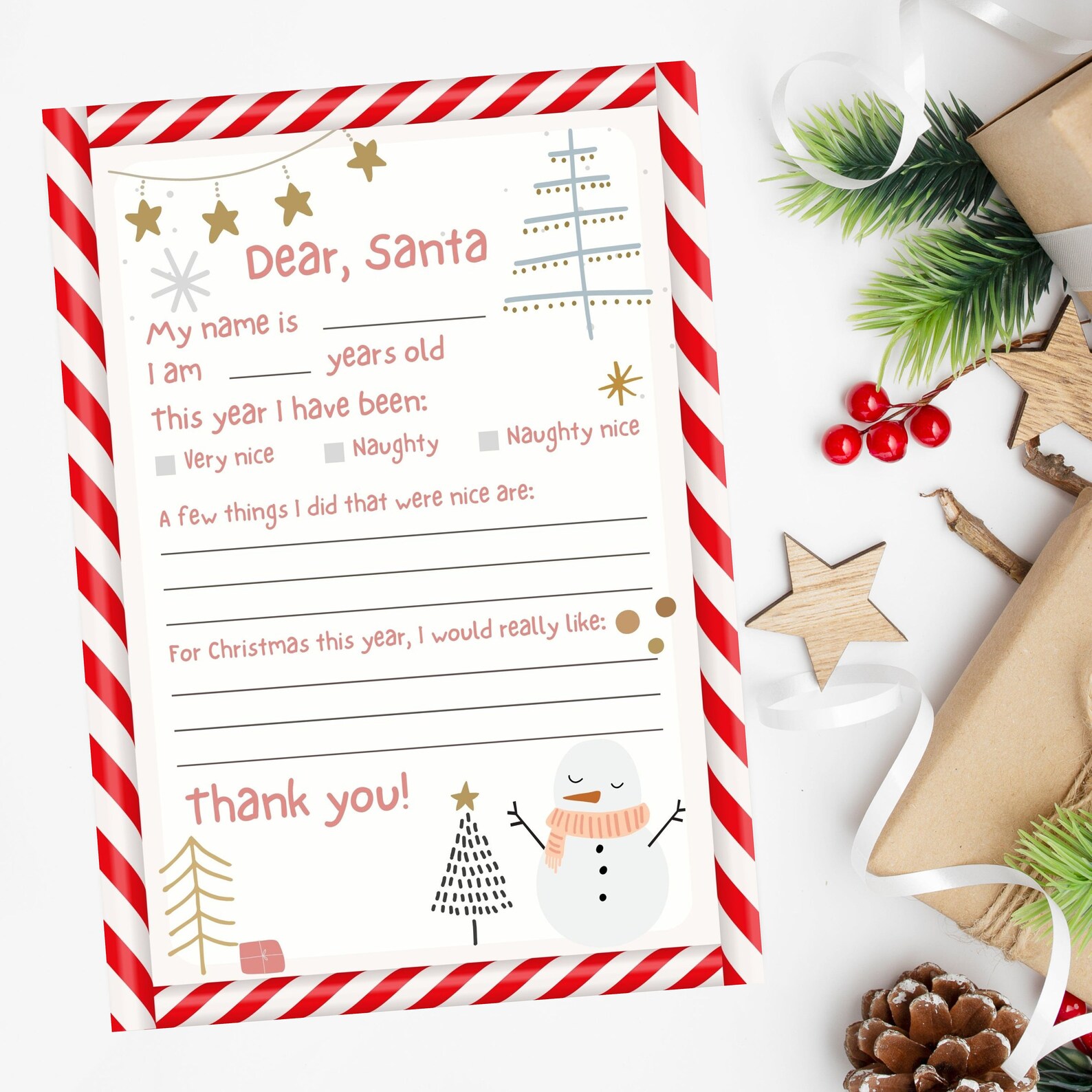 Letter to Santa, Santa Letter, PDF Printable Letter to Santa Clause ...