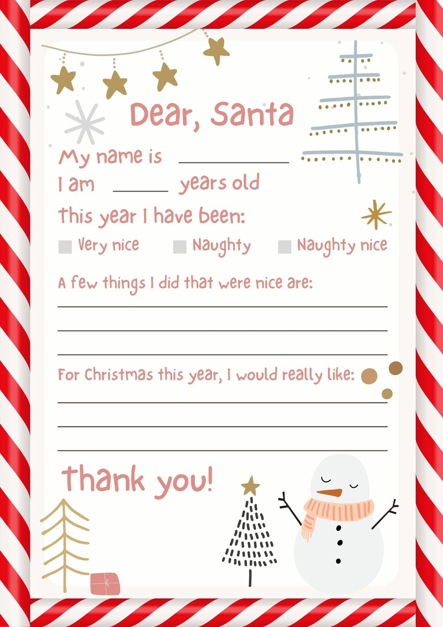 Letter to Santa, Santa Letter, PDF Printable Letter to Santa Clause ...