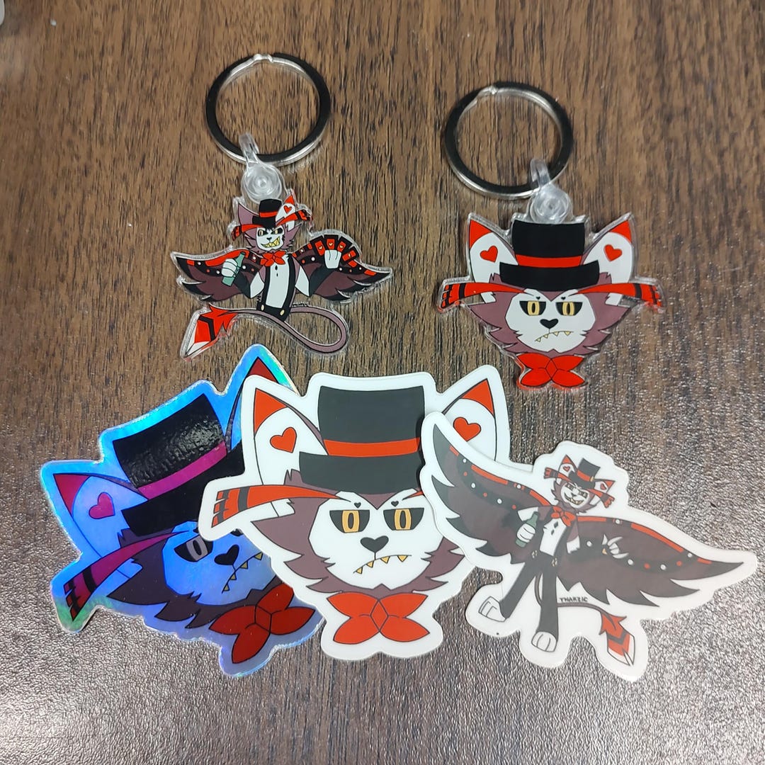 5 Pack - Husk Keychain & Sticker Bundle - Hazbin Hotel Inspired ...