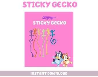 BLUEY Party Favor | STICKY GECKO | Pink X6 - Print Party Gallery ...