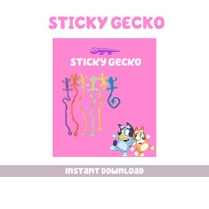 Bluey Pink Party Favors Sticky Gecko Digital Download - Etsy