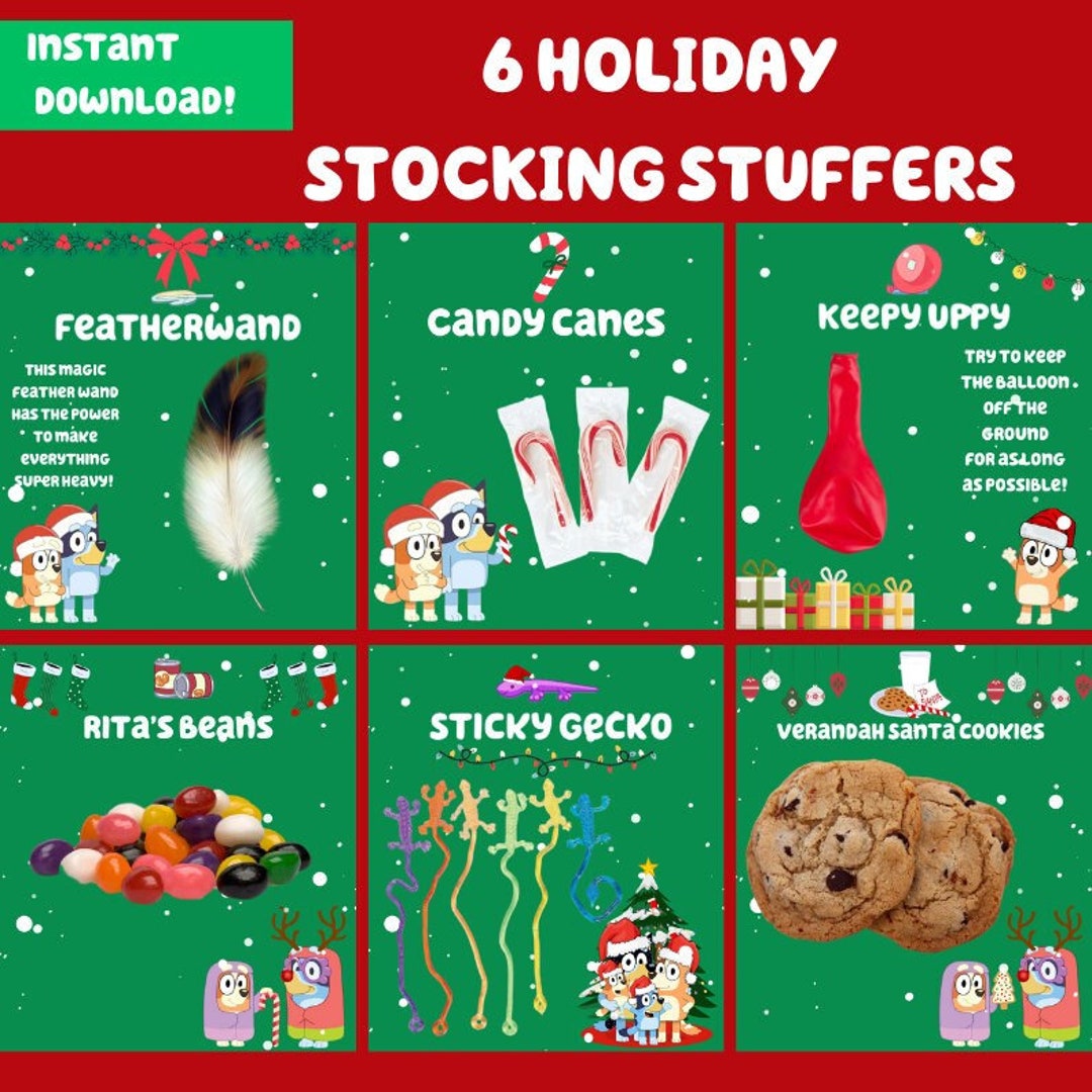 Bluey 6 Pack Christmas Stocking Stuffer Party Favor Digital Download - Etsy
