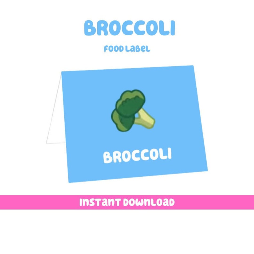 Bluey Party Favors Broccoli Food Tent Digital Download - Etsy