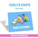 Bluey Party Favors Chili's Chips Food Tent Digital Download - Etsy