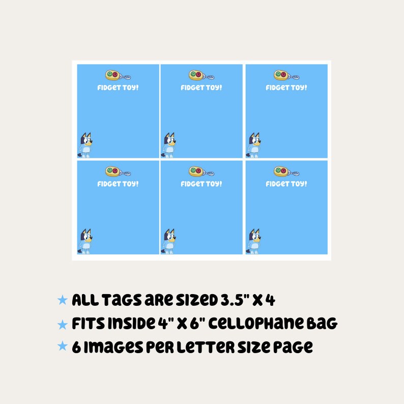 Bluey Party Favors Fidget Toy Digital Download - Etsy