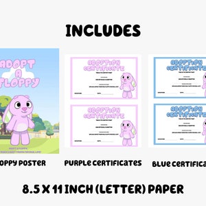 Bluey Party - Adopt A Floppy Digital Download With 2 Certificates ...