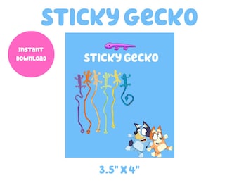 BLUEY Party Favor STICKY GECKO Blue X6 Print Party Gallery Digital ...