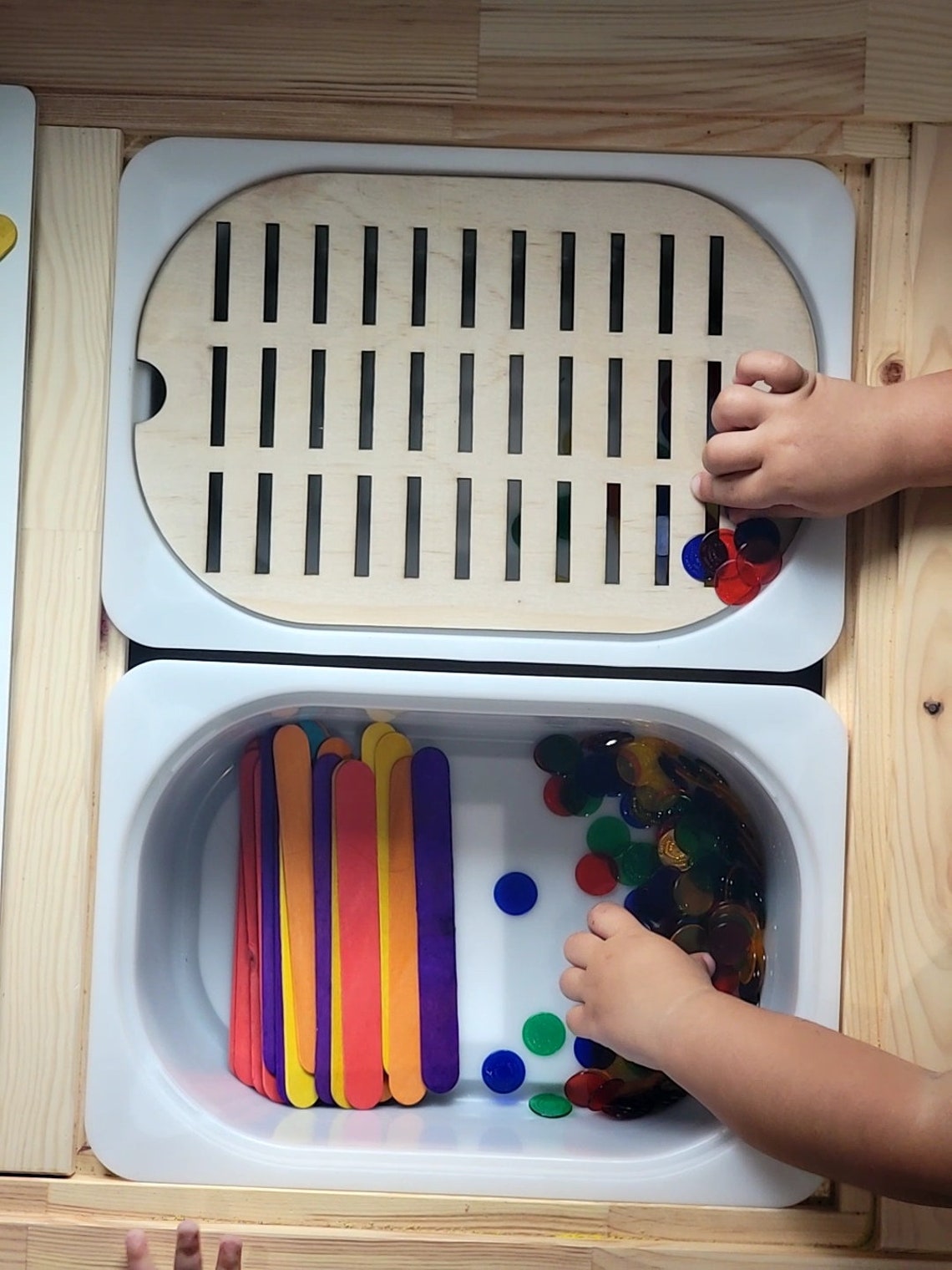 Wood Slot Insert for IKEA Flisat Table: Montessori Sensory Bin - Etsy