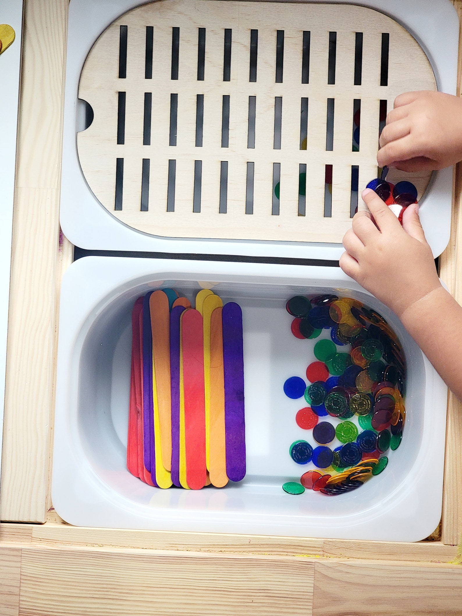 Wood Slot Insert for IKEA Flisat Table: Montessori Sensory Bin - Etsy