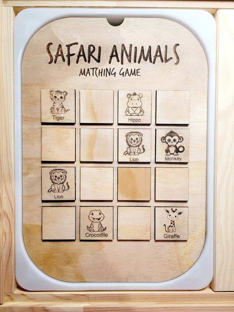 Safari Animal Matching Game: Wooden Insert for IKEA Flisat Table - Etsy