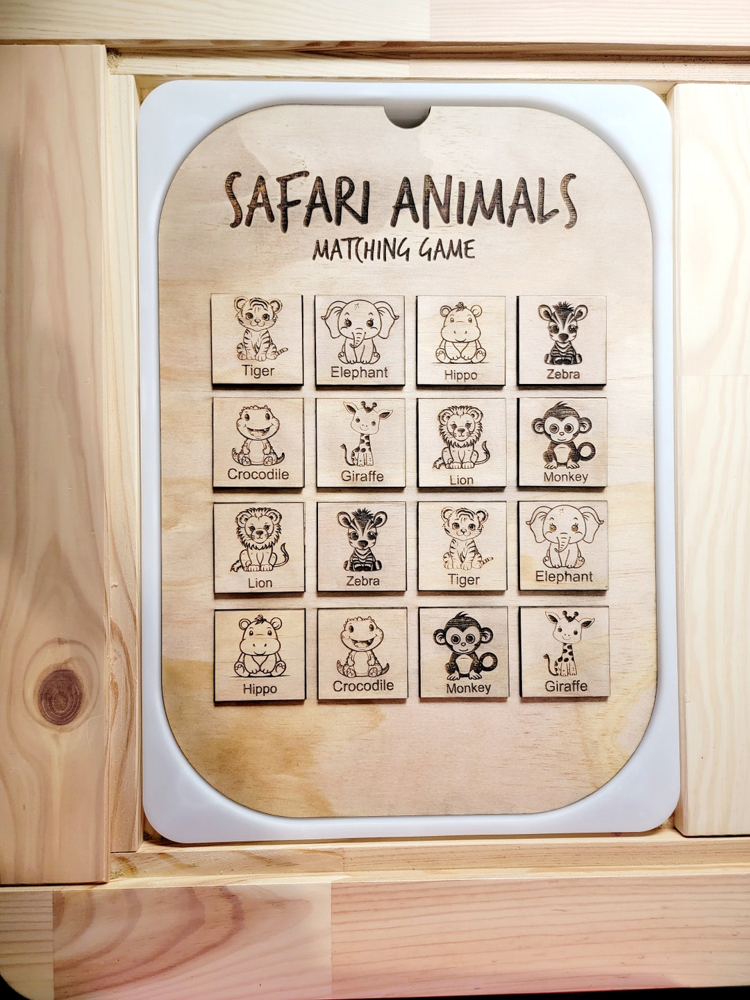 Safari Animal Matching Game: Wooden Insert for IKEA Flisat Table - Etsy