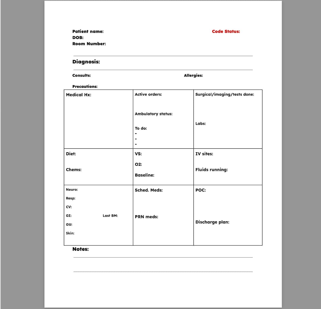 Nurses / Student Nurses Report Sheet - Etsy