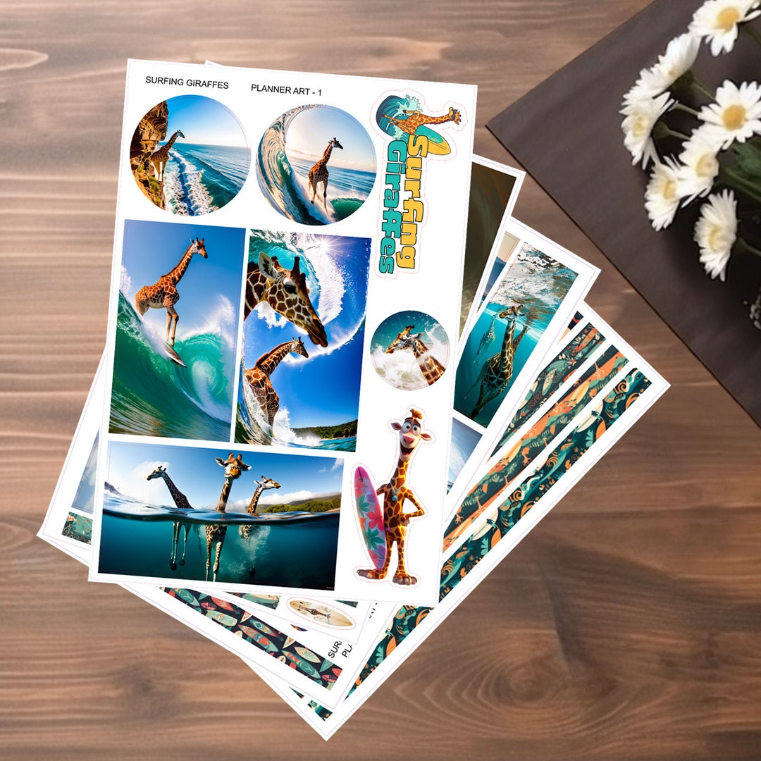 SURFING GIRAFFES Planner Art for Happy Planners Journals - Etsy