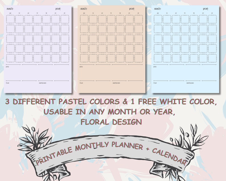 Printable Monthly Calendar Planner, Usable in Any Month or Year, A4 ...
