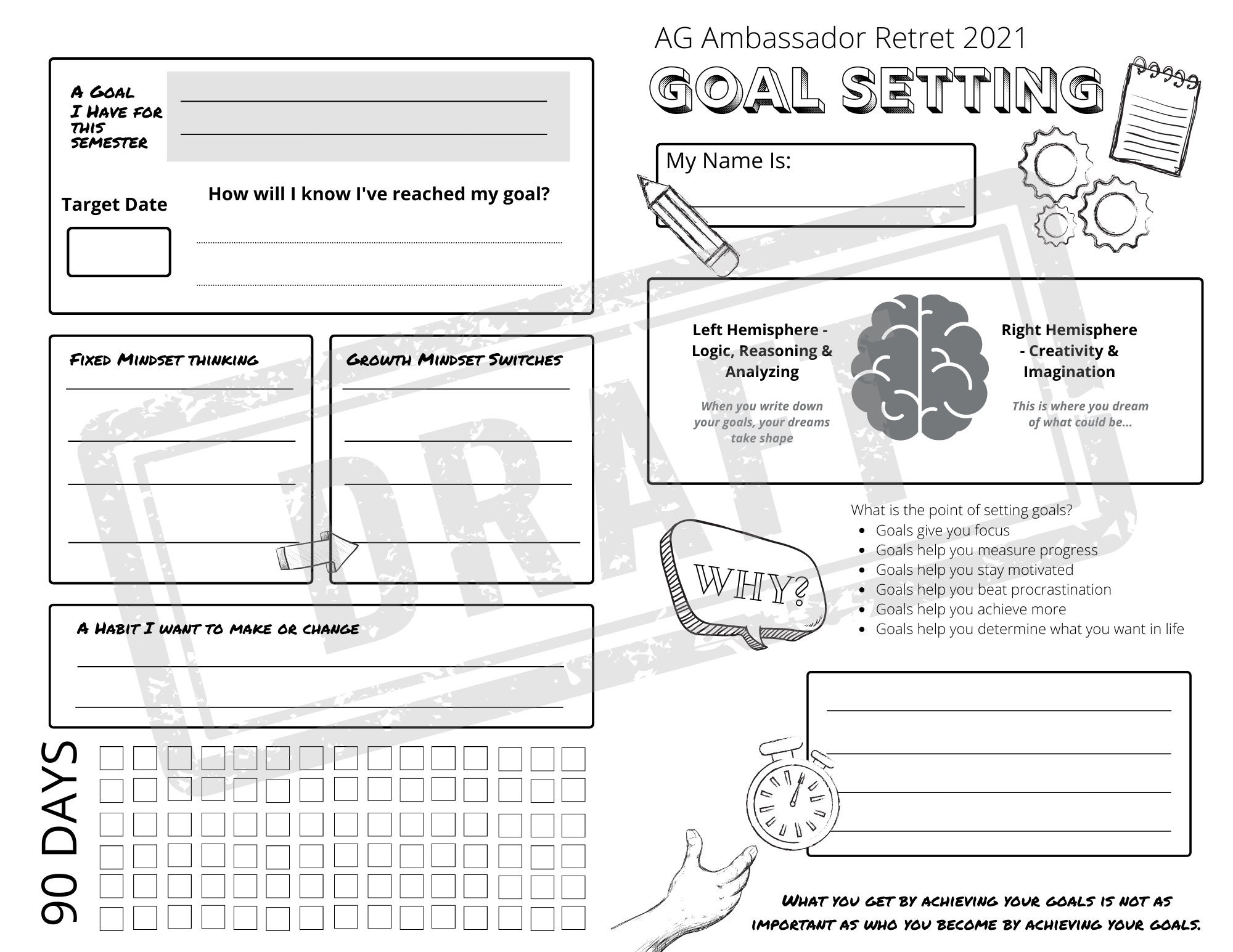 Goal Setting Handout for High School or College - Etsy