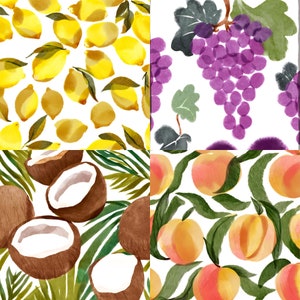 8 Digital Papers Fruit Themed Watercolor Scrapbook Craft Paper - Etsy