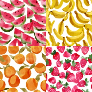 8 Digital Papers Fruit Themed Watercolor Scrapbook Craft Paper - Etsy
