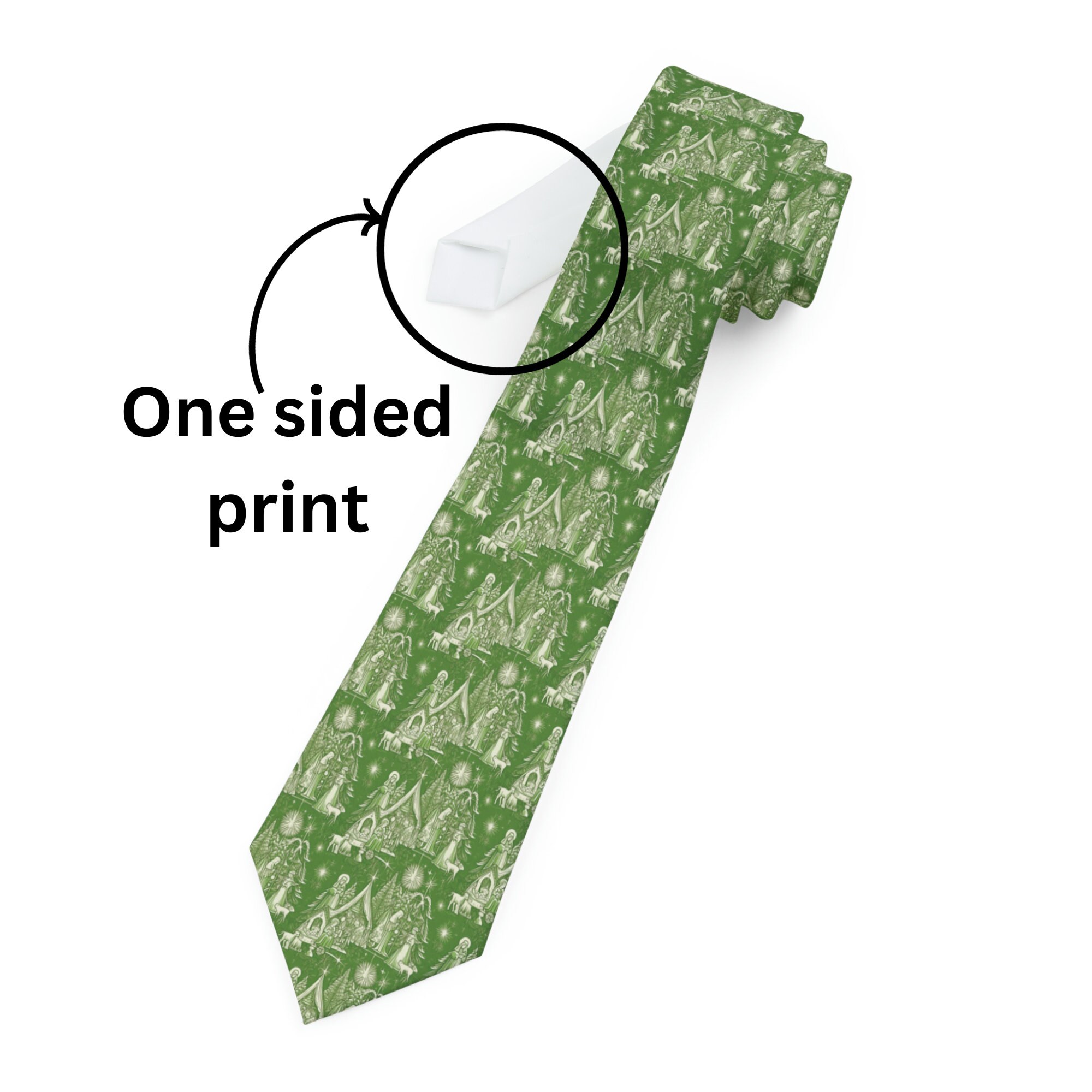 Green Toile Nativity Necktie Making Memories in 2023 Xmas Tie for Men ...