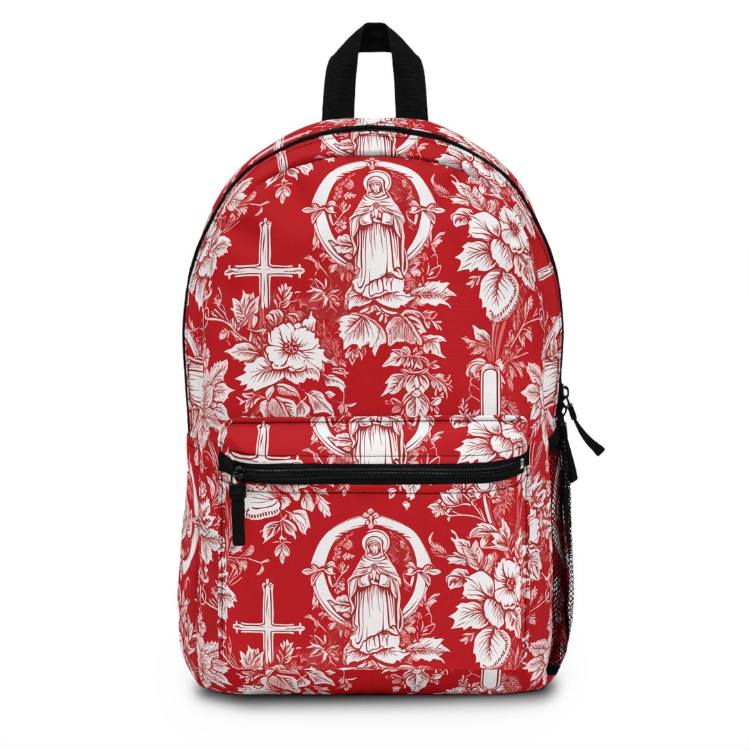 Catholic Backpack | Jesus Monk | Religious Bag |red and White Toile ...