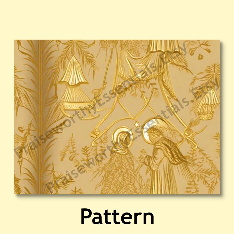 Catholic Nativity Toile Style Gold Wrapping Paper | Christmas Presents ...