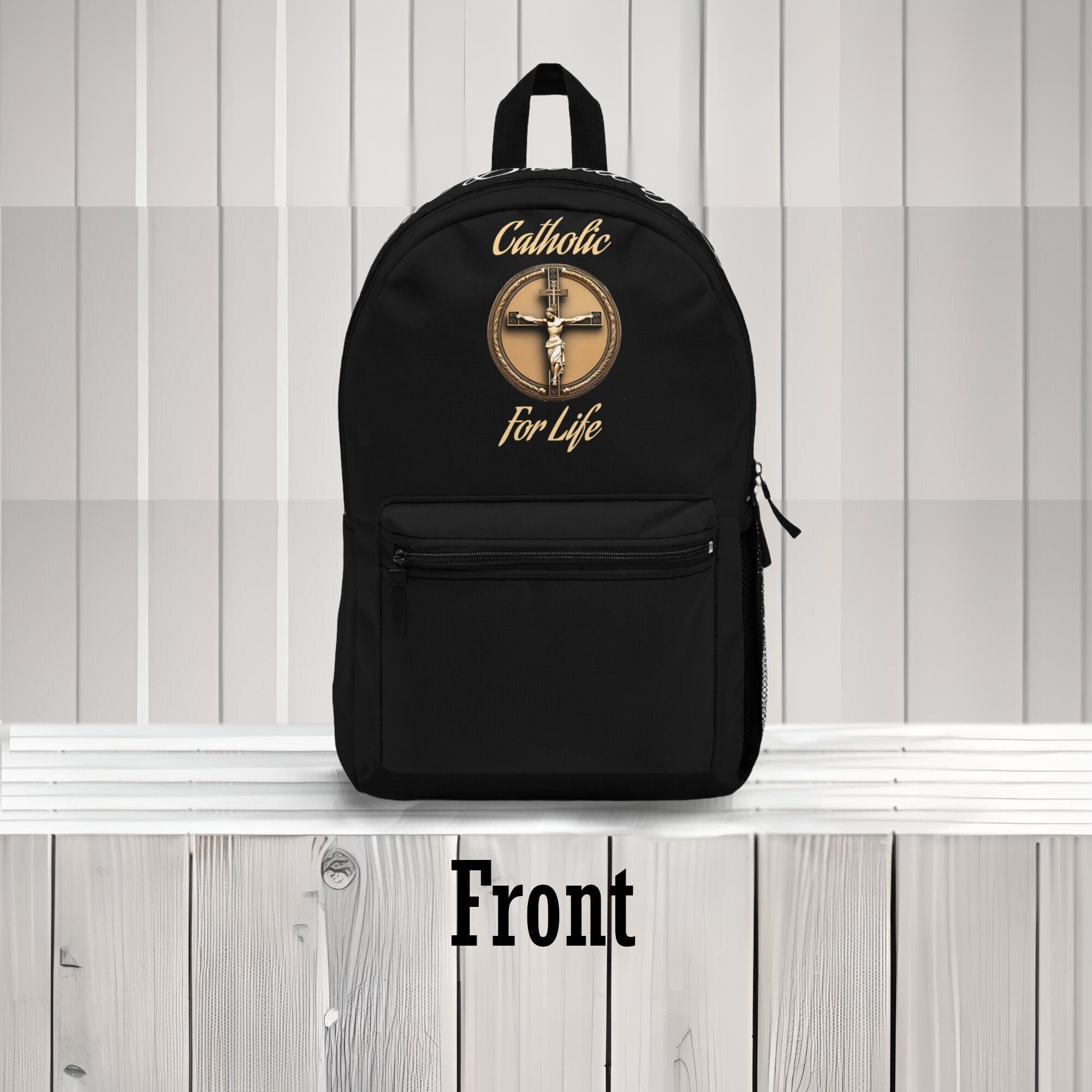 Catholic Backpack Jesus Crucifix Religious Bag Black and - Etsy