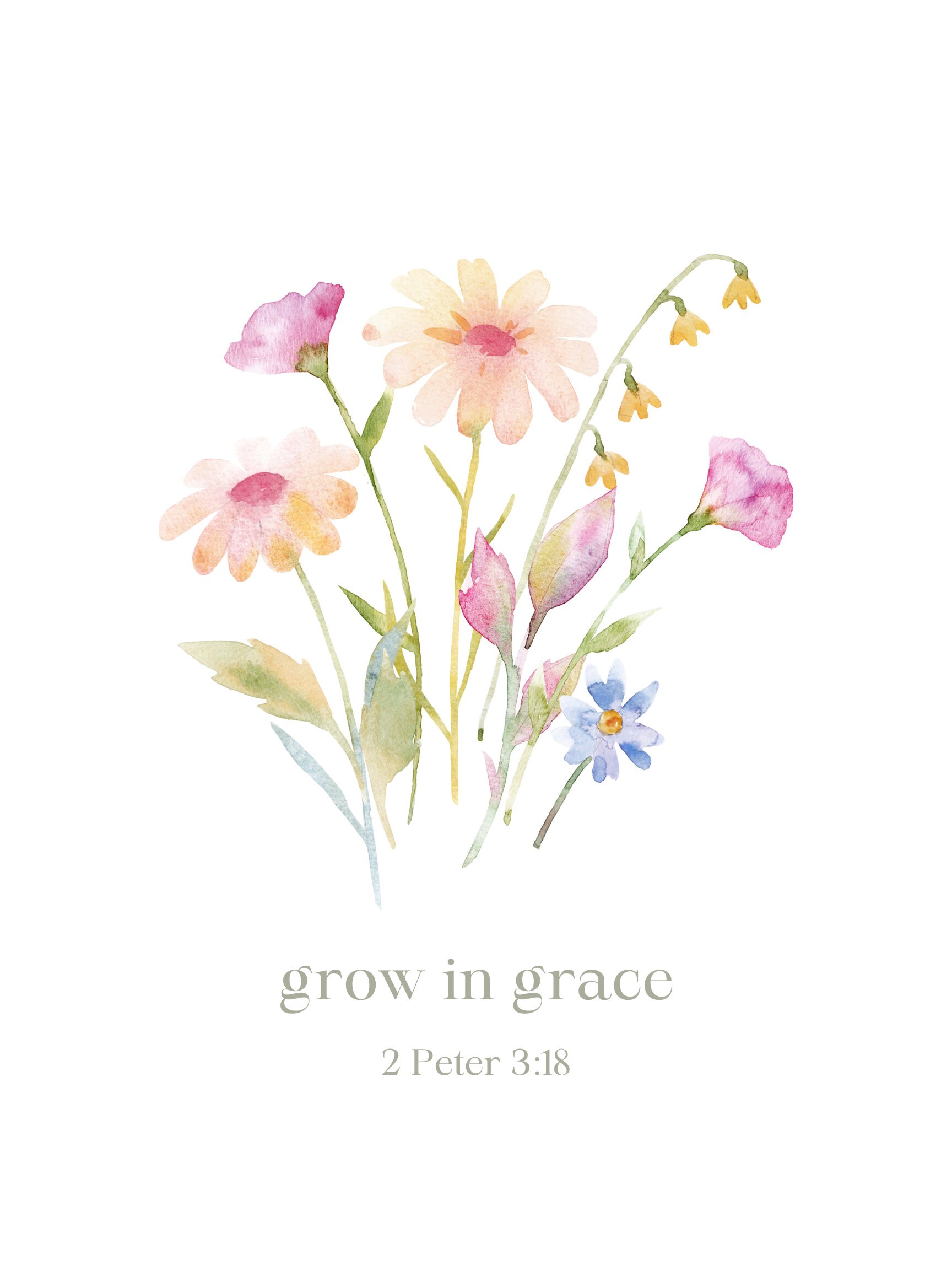 Grow in Grace Digital Download, Christian Art, Christian Poster ...