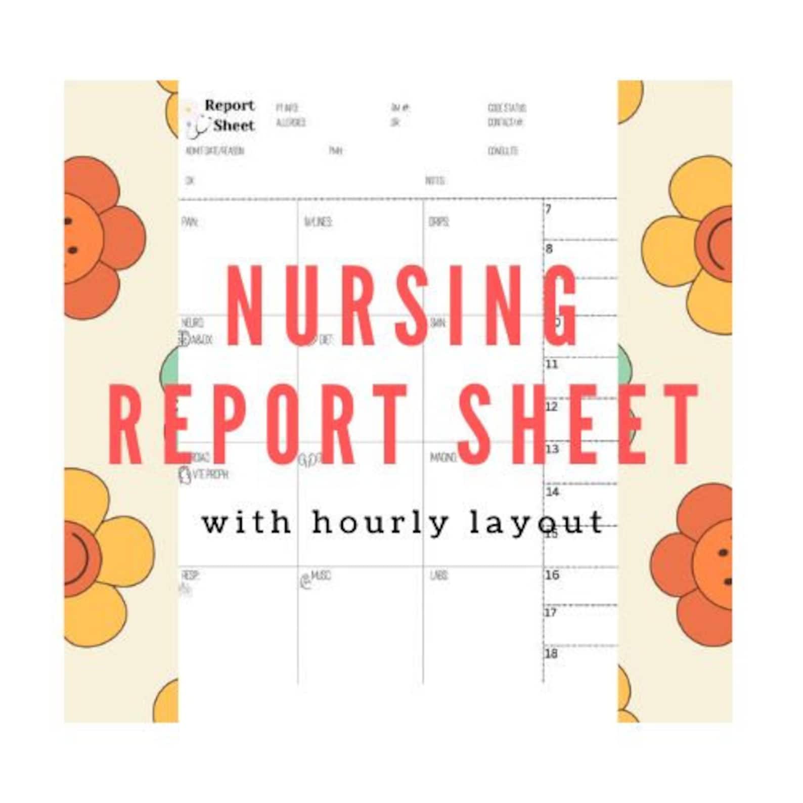 Nursing Report Sheet- With Hourly Layout *day Shift AND Night Shift ...