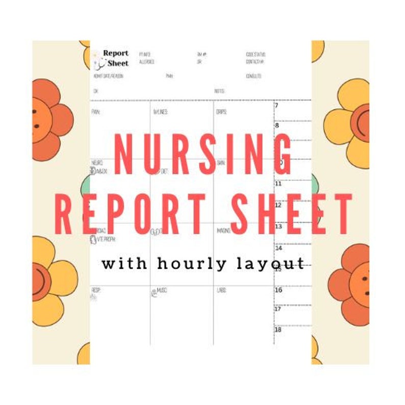 Nursing Report Sheet- With Hourly Layout *day Shift AND Night Shift ...