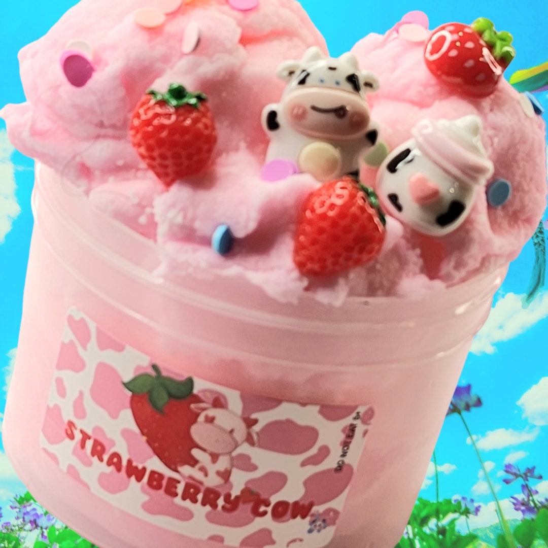 Strawberry Cow Slime, Slime, Cute Slime Gift, Slime Shop, Slime Kit ...