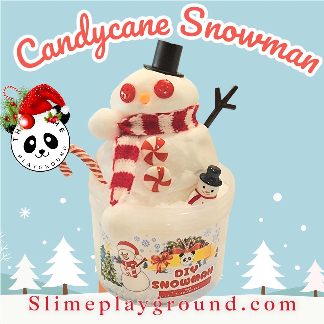 Snowman Candycane DIY Fluff Slime, Slime, Cute Slime Gift, Slime Shop ...