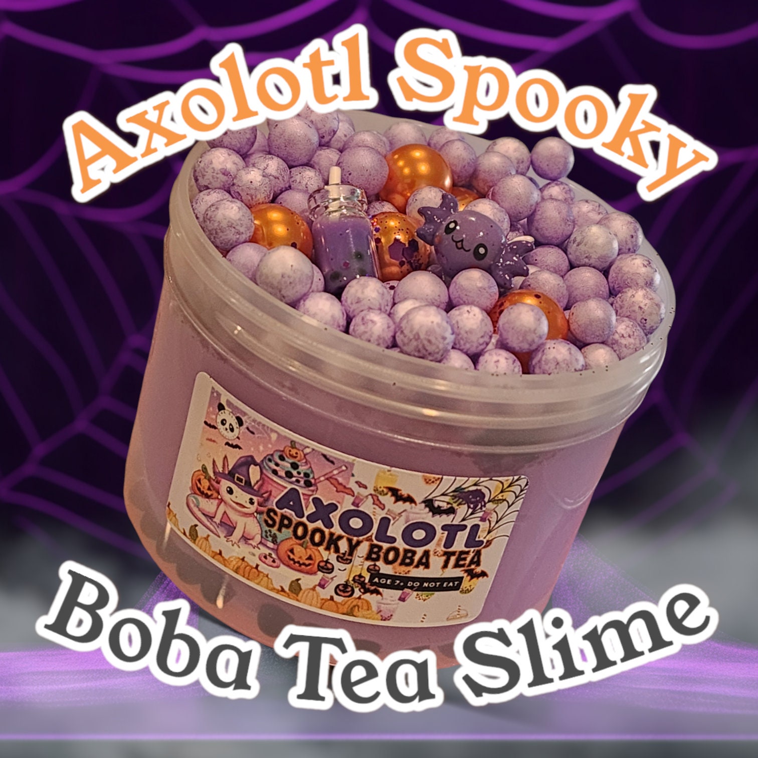 Axolotl Spooky Boba Tea Slime, Halloween Slime, Cute Slime Gifts, Gifts ...