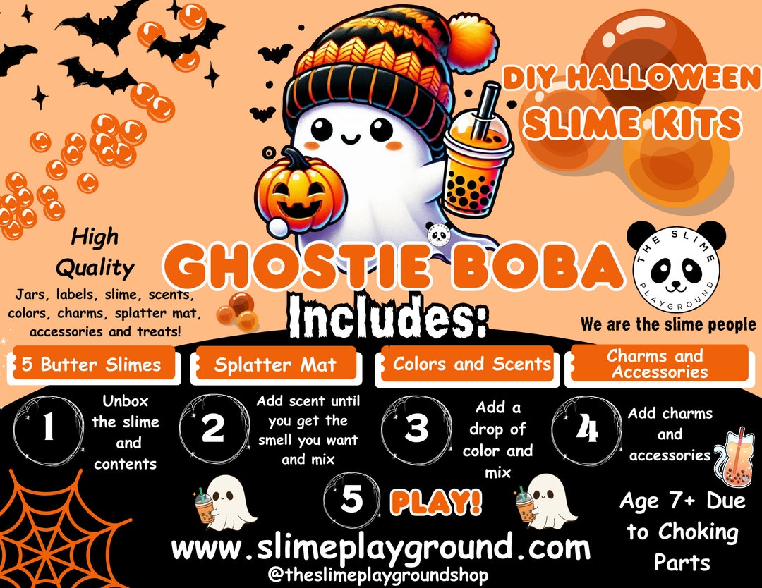 DIY Halloween GHOSTIE Boba Slime Party Kit, Slime Birthday, Halloween ...
