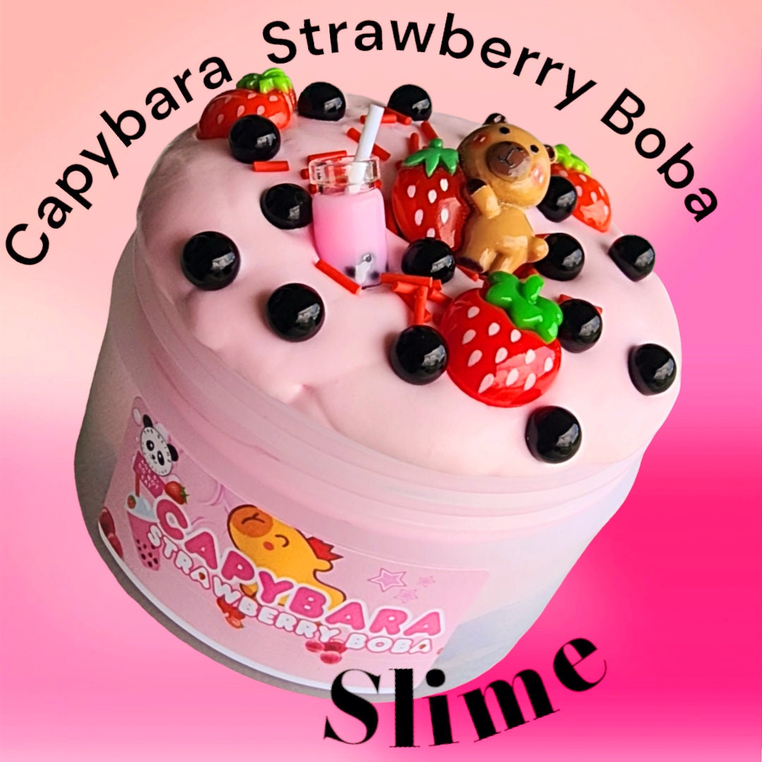 Capybara Strawberry Boba Slime, Anime Slime, Cute Slime Gifts, Gifts ...