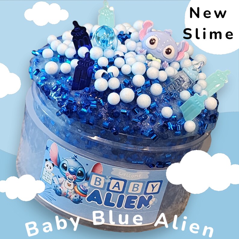 Baby Blue Alien Crunch Slime, ASMR Slime, Slime Shop,slime Kit, Slime ...