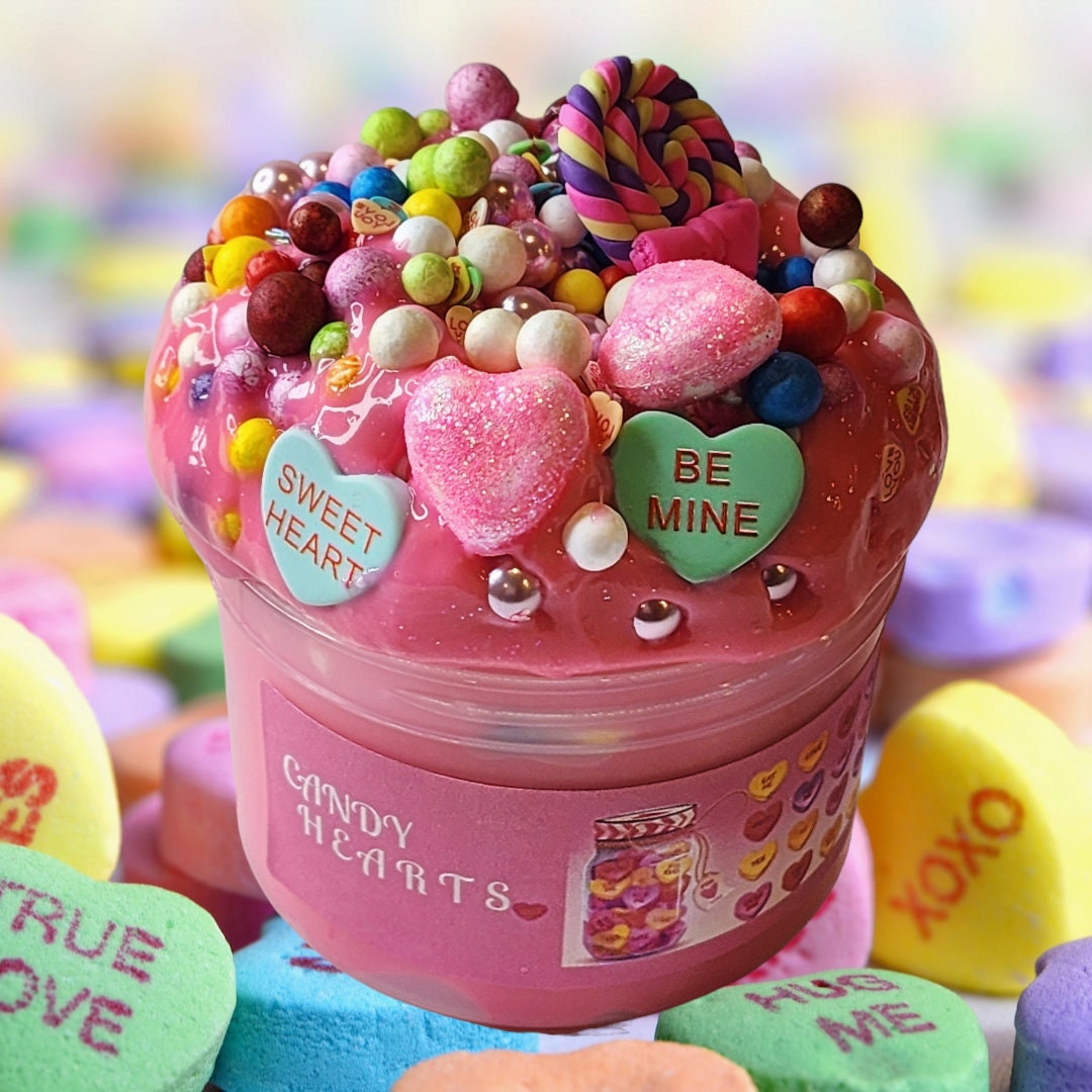 Candy Hearts Valentine Butter Slime, ASMR Slime, Slime Shop, Birthday ...