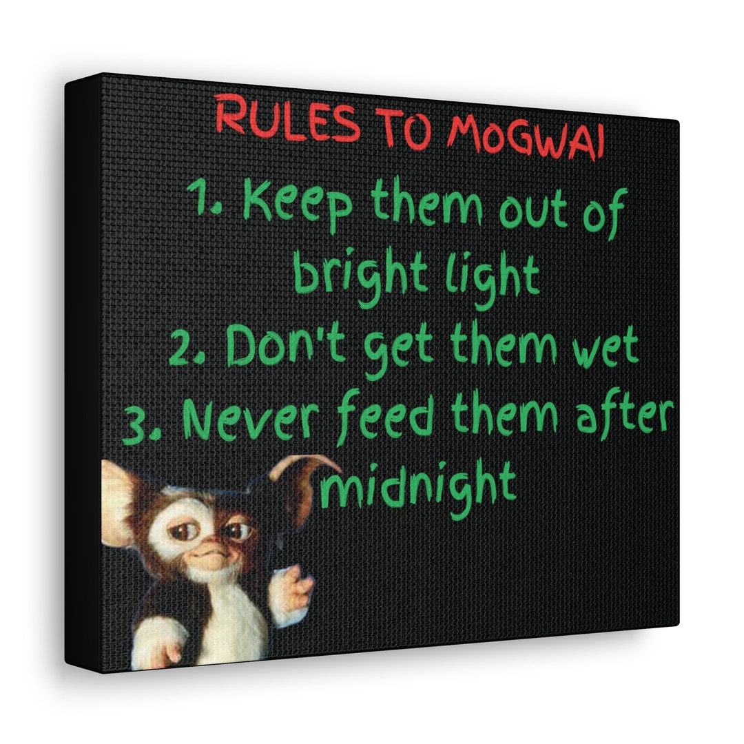 Rules to Mogwai Aka Gremlins Canvas Gallery Wraps - Etsy